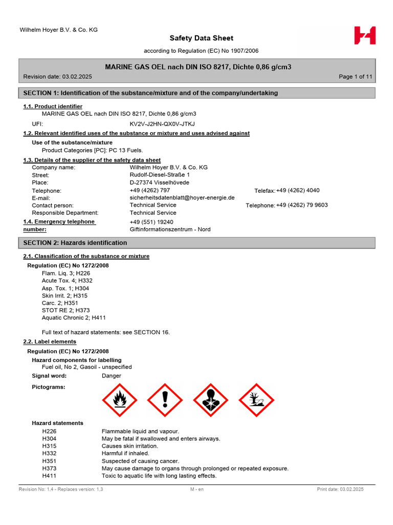 11.2555-1.EN_Marine_Gasoel_DIN_ISO_8217-1 | PDF | Waste | Dangerous Goods