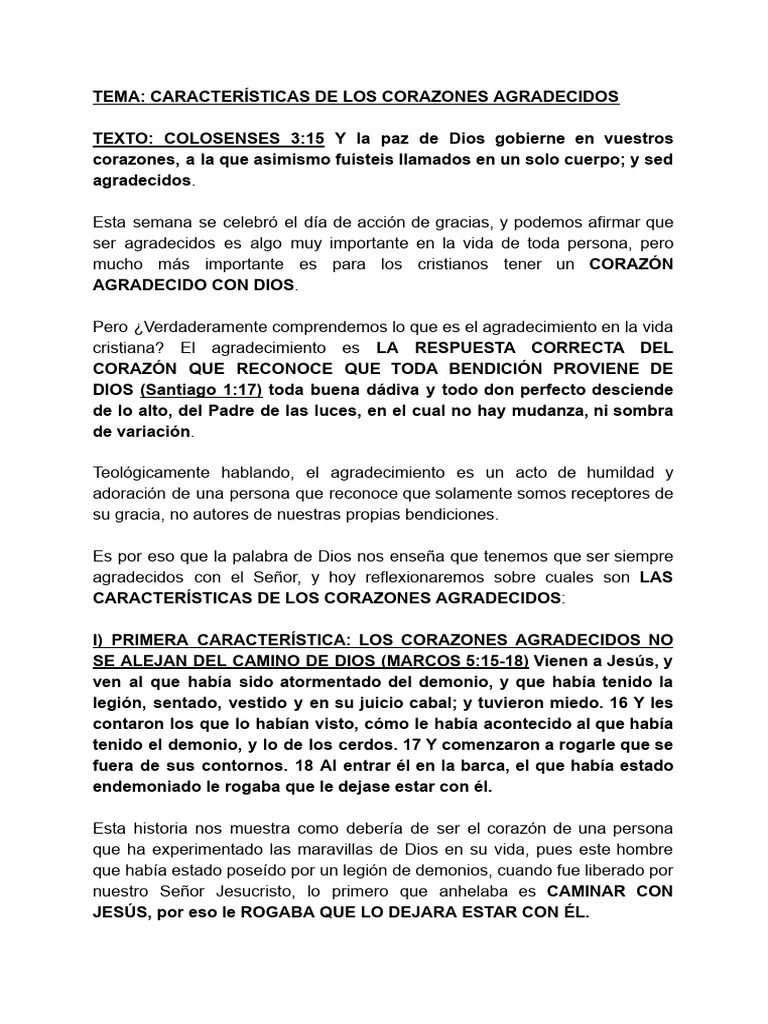 Caracteristicas de Los Corazones Agradecidos | PDF | Jesús | Cristo ...