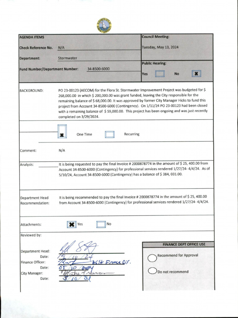 Budget Amendment Flora ST Project | PDF