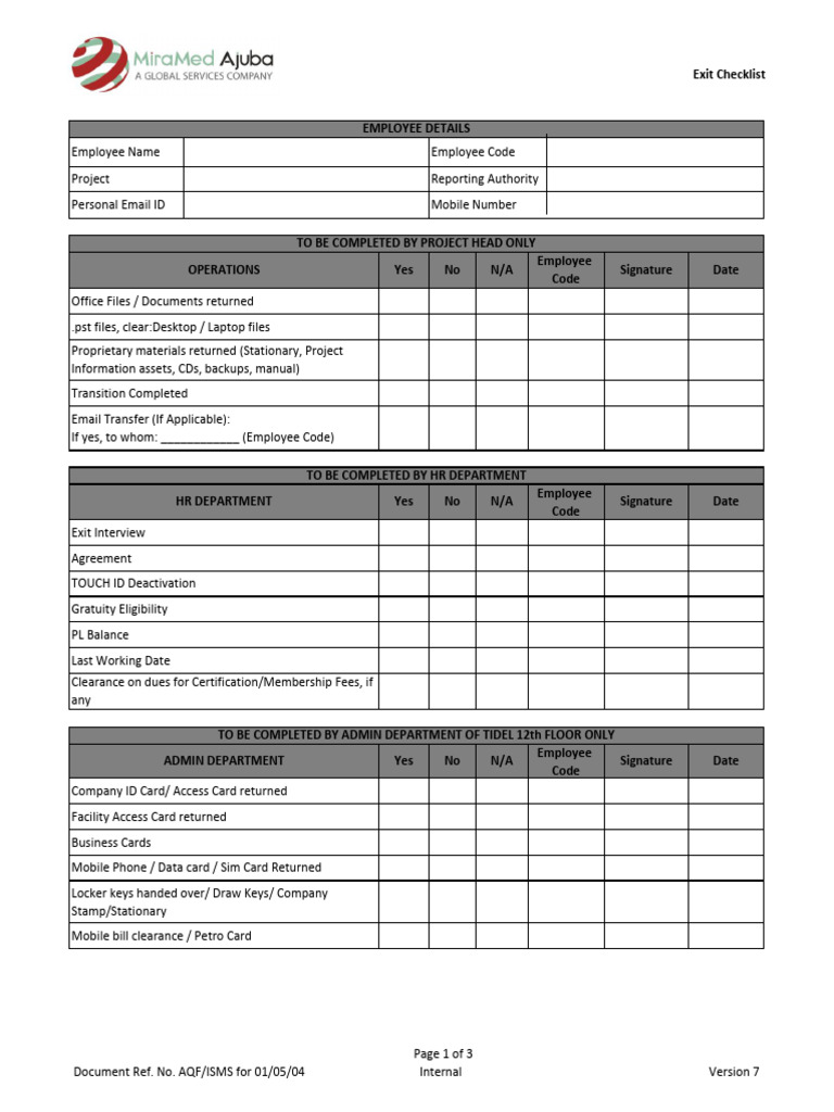 Exit Handing Over Form-Miramed Ajuba | PDF | Internet | Computing