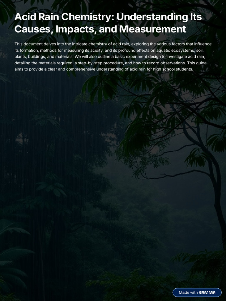 Acid Rain Chemistry Understanding Its Causes Impacts and Measurement ...