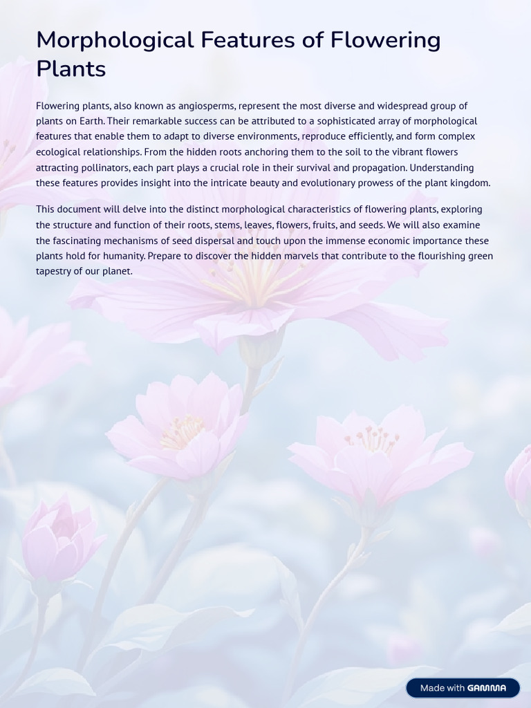 Morphological Traits of Flowering Plants | PDF | Leaf | Fruit