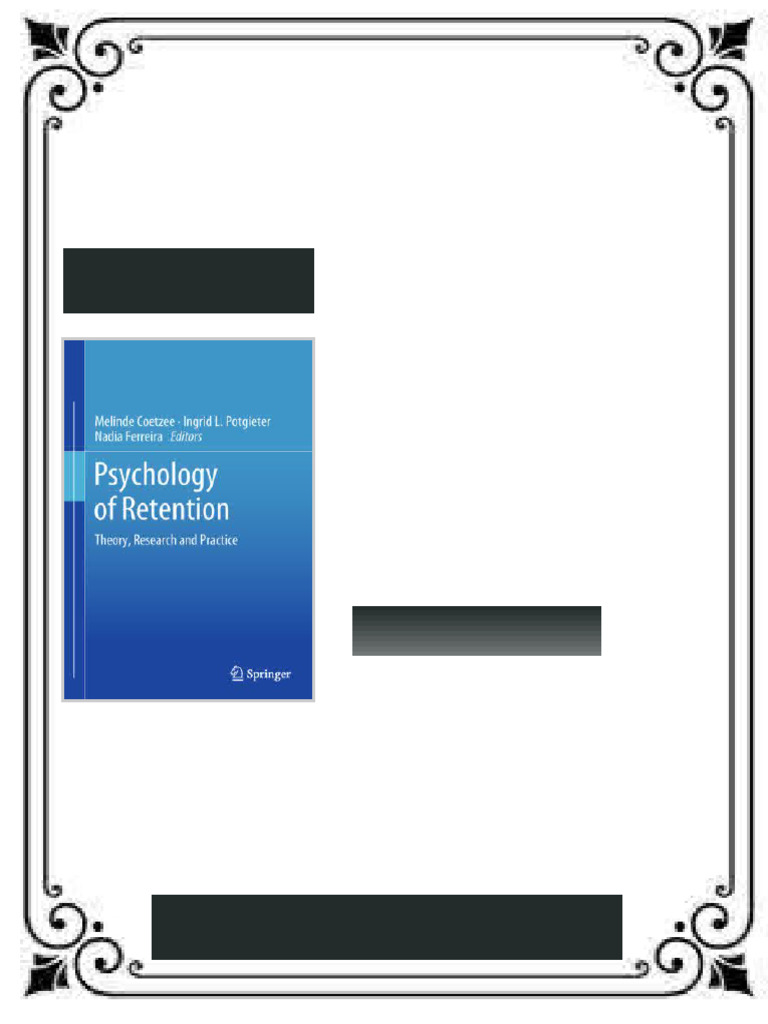 Psychology of Retention Theory Research and Practice Melinde Coetzee ...