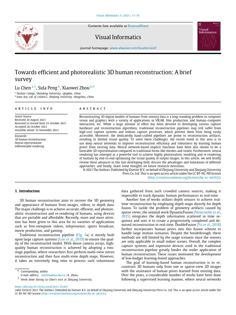 3D Human Reconstruction Survey | PDF | 3 D Computer Graphics ...