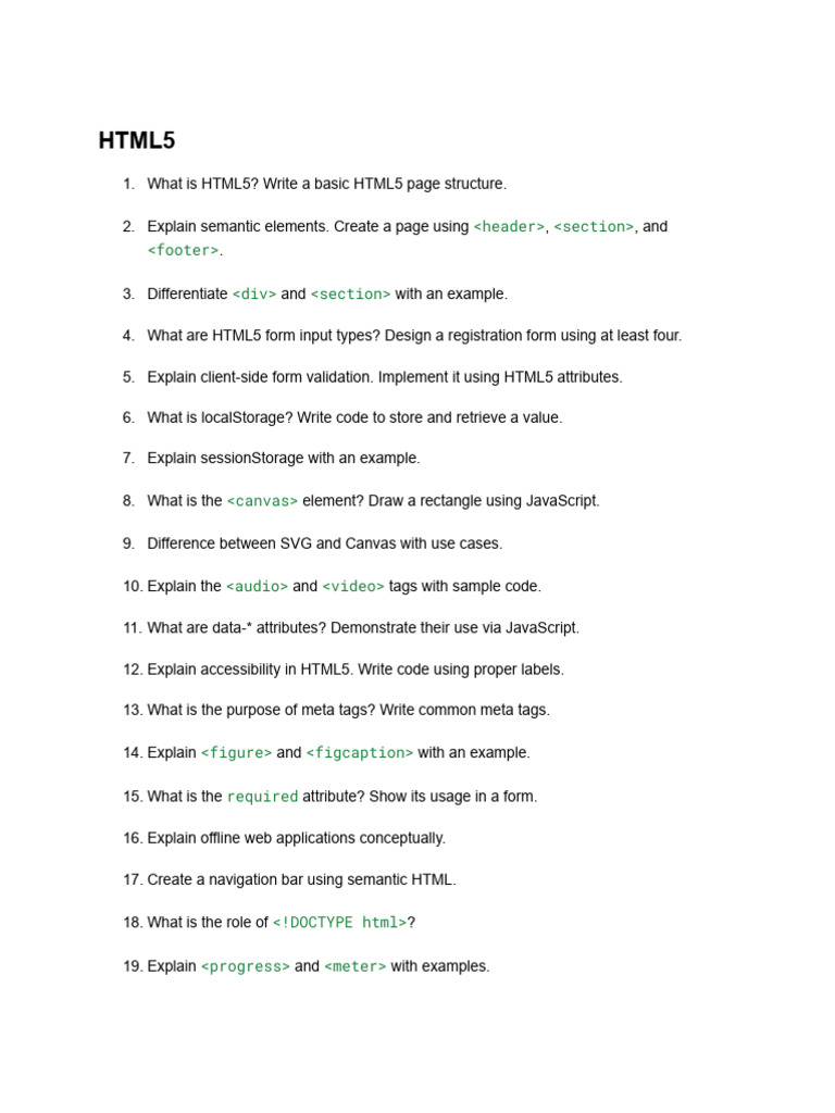 Question Bank - Full Stack Development | PDF | Ajax (Programming) | Html5