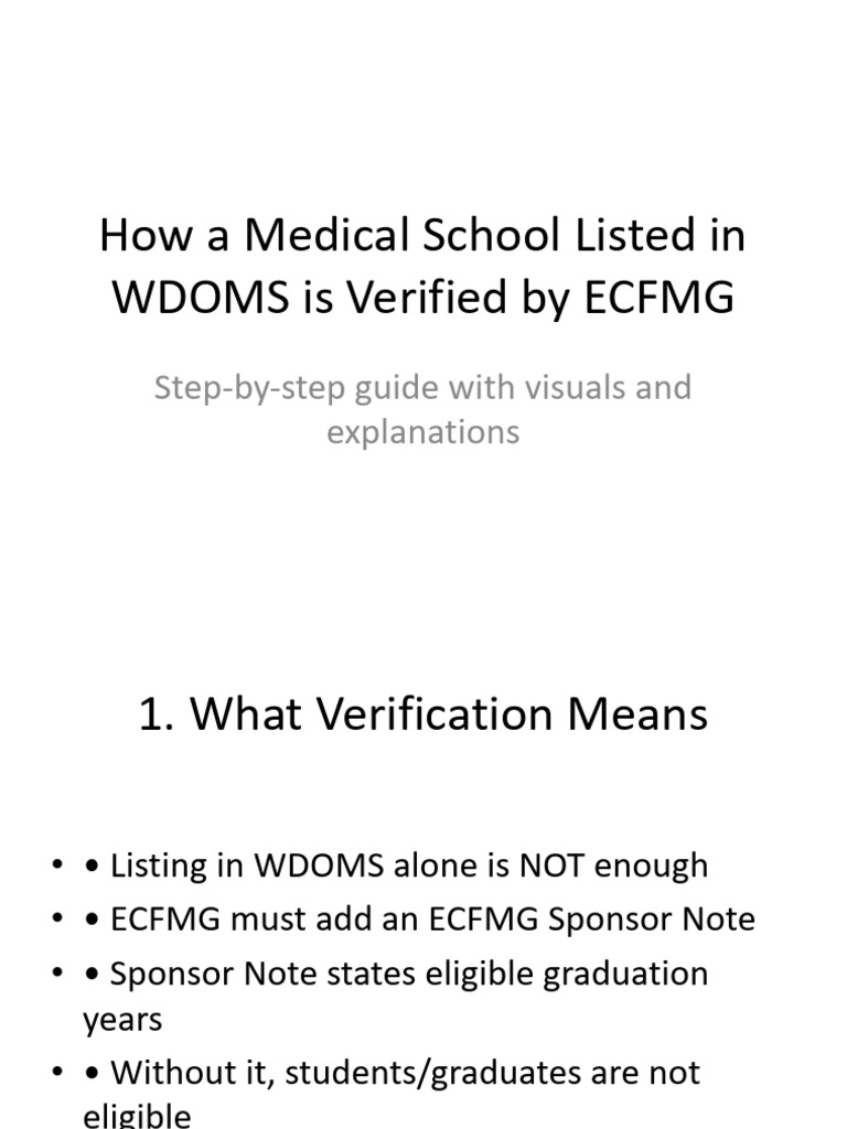 ECFMG WDOMS Verification Steps | PDF