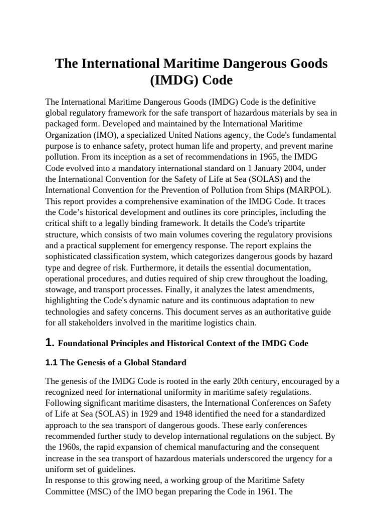 IMDG Code Comprehensive Overview | PDF | Dangerous Goods | Safety