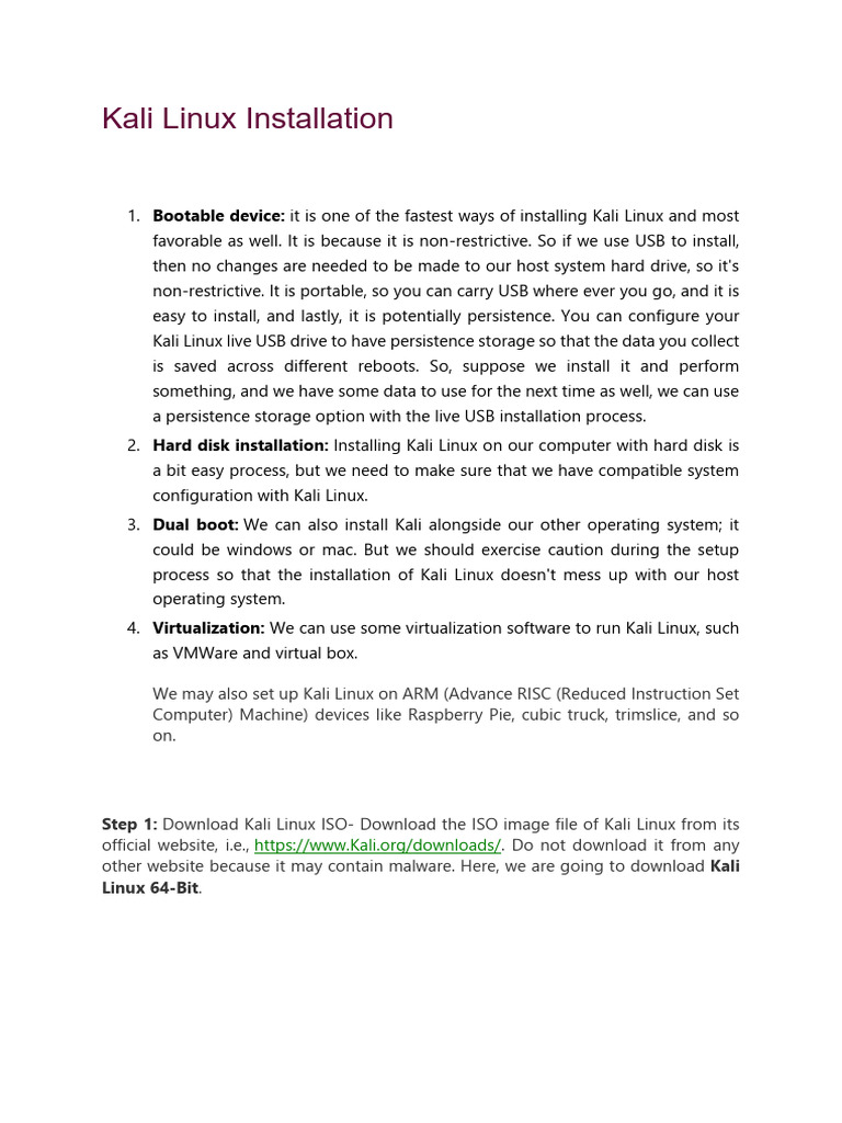 2 Kali Linux Installation | PDF | Booting | Android (Operating System)