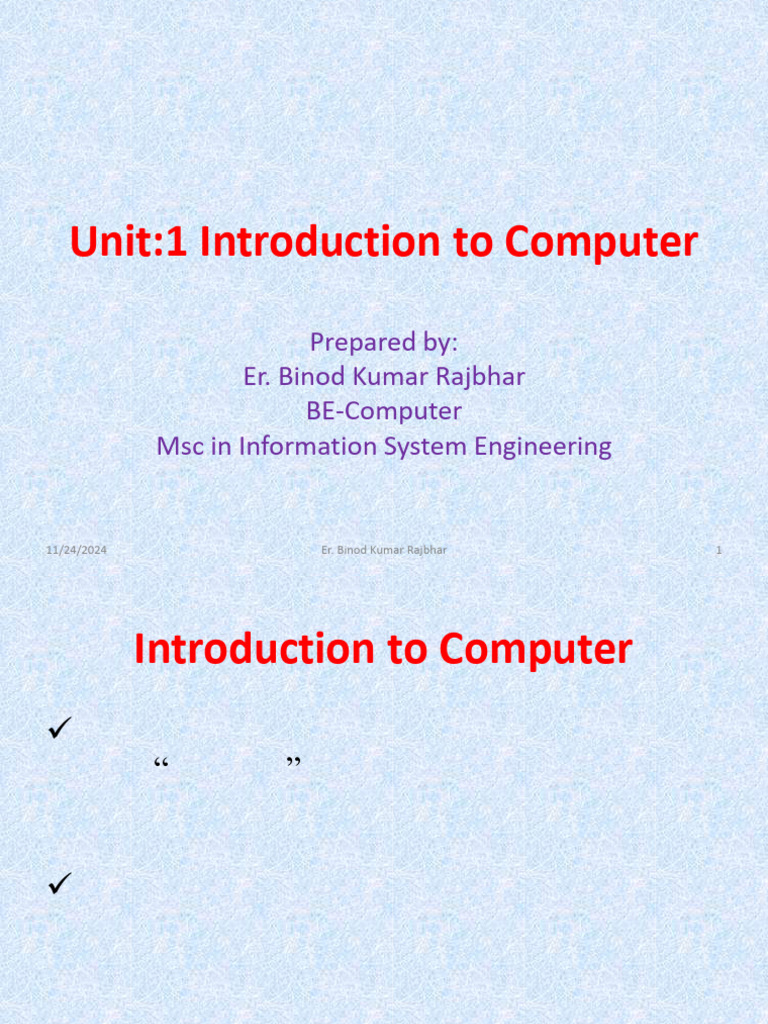 Introduction to Computers Overview | PDF | Central Processing Unit ...