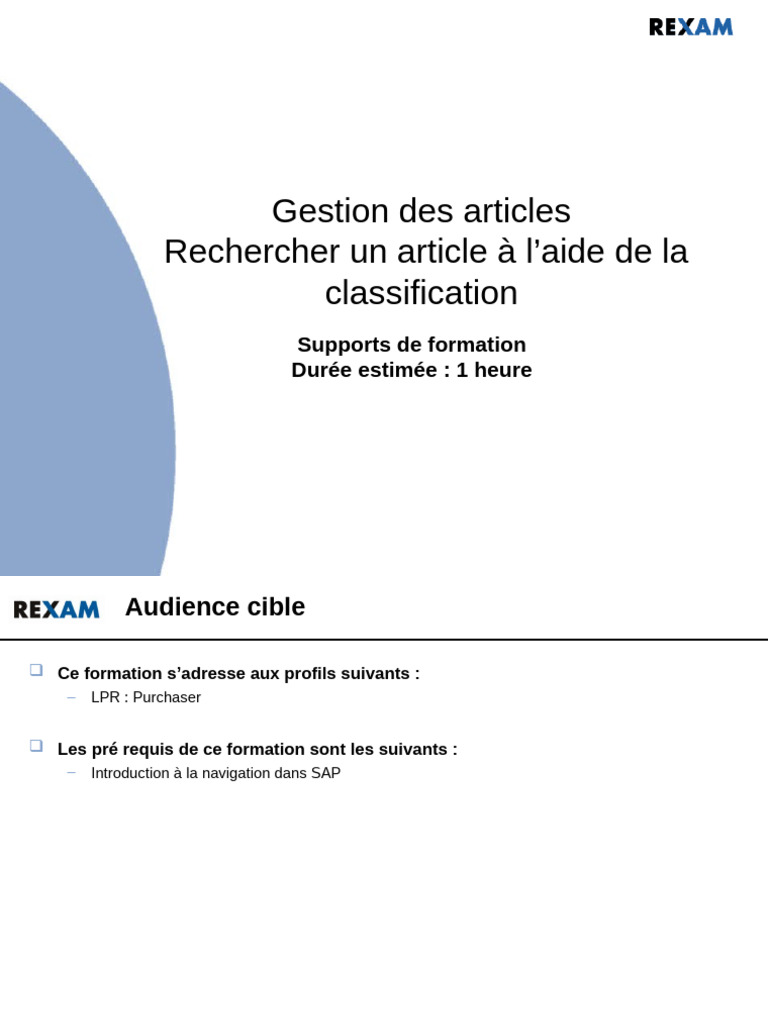Recherche d'articles dans SAP par classification | PDF