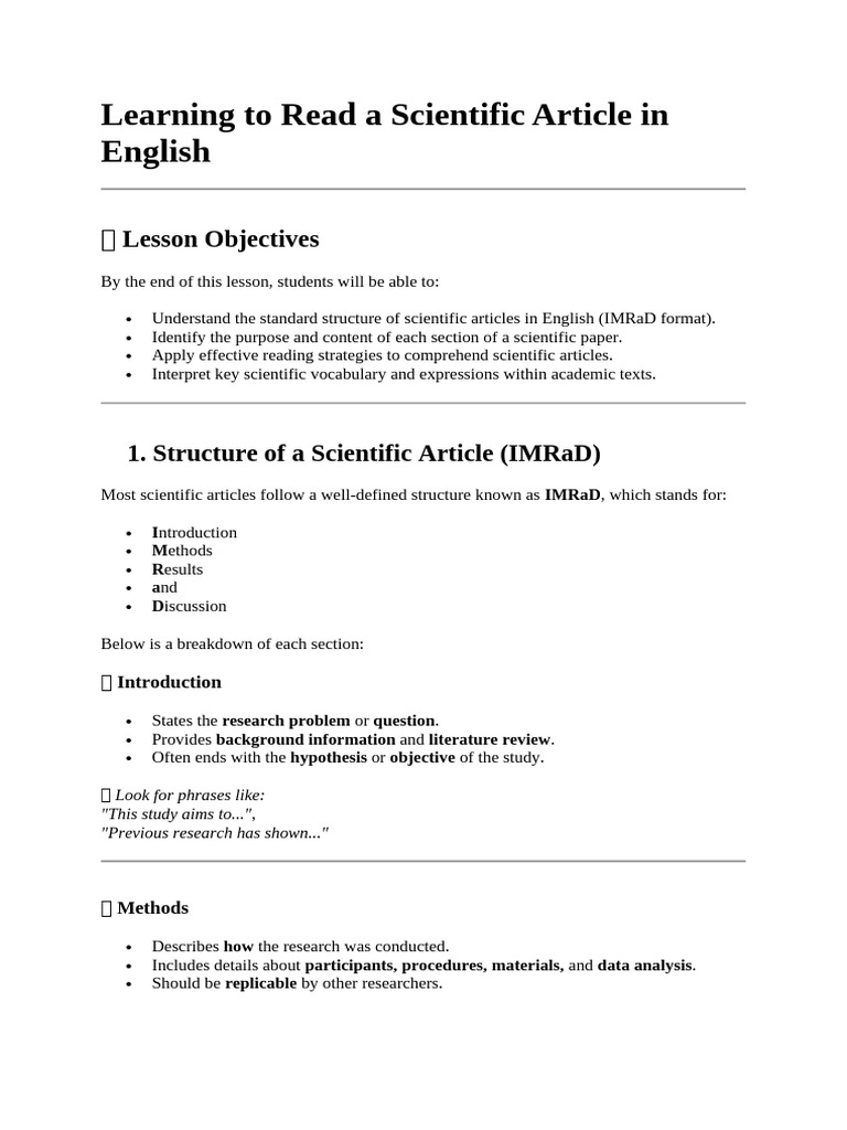 How To Read A Scientific Report in Enfglish | PDF | Science | Learning