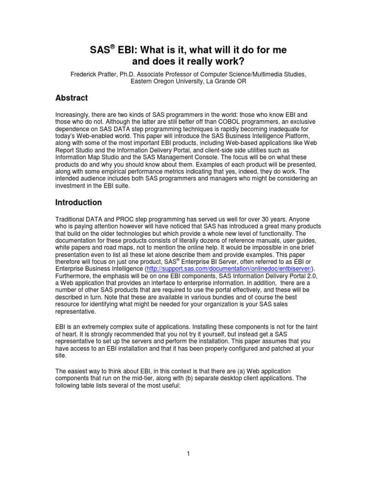 SAS EBI: What Is It, What Will It Do For Me and Does It Really Work ...