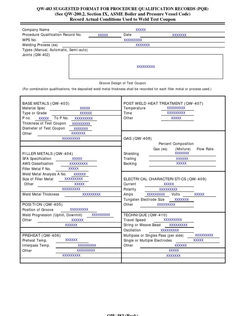 PQR Template (Asme) | Welding | Building Engineering