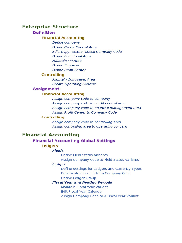 Enterprise Structure in Financial Accounting | PDF | Financial ...