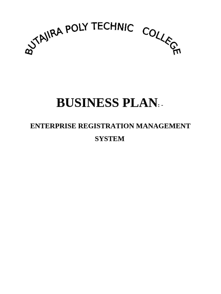 Enterprise Registration Management System BUSINESS PLAN | PDF ...