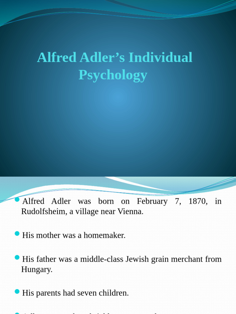 Alfred Adler's Individual Psychology | PDF | Liberal Arts Education ...