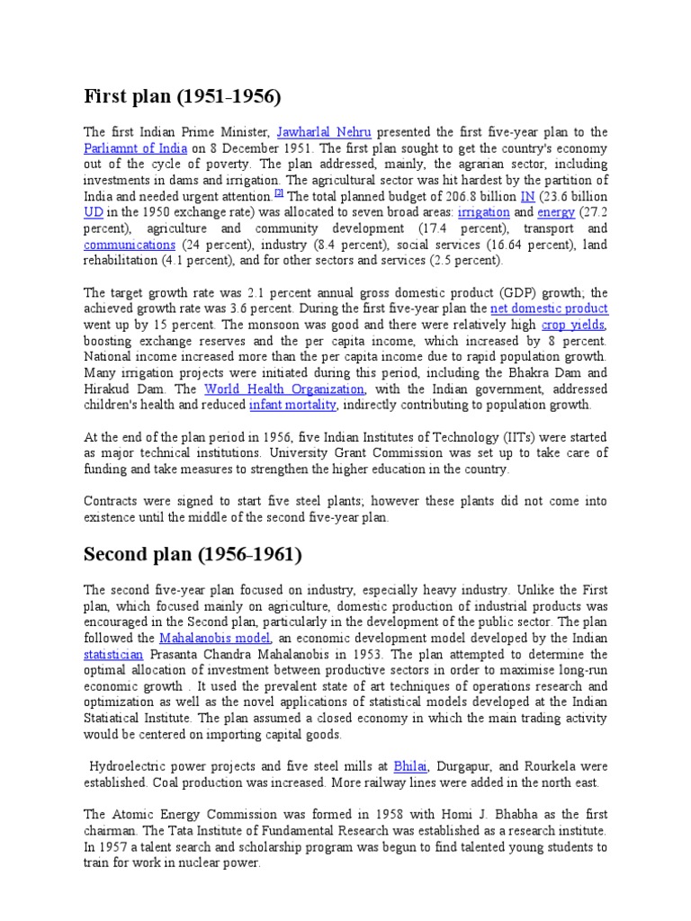 Notes For Five Year Plans | PDF | Economies | Business