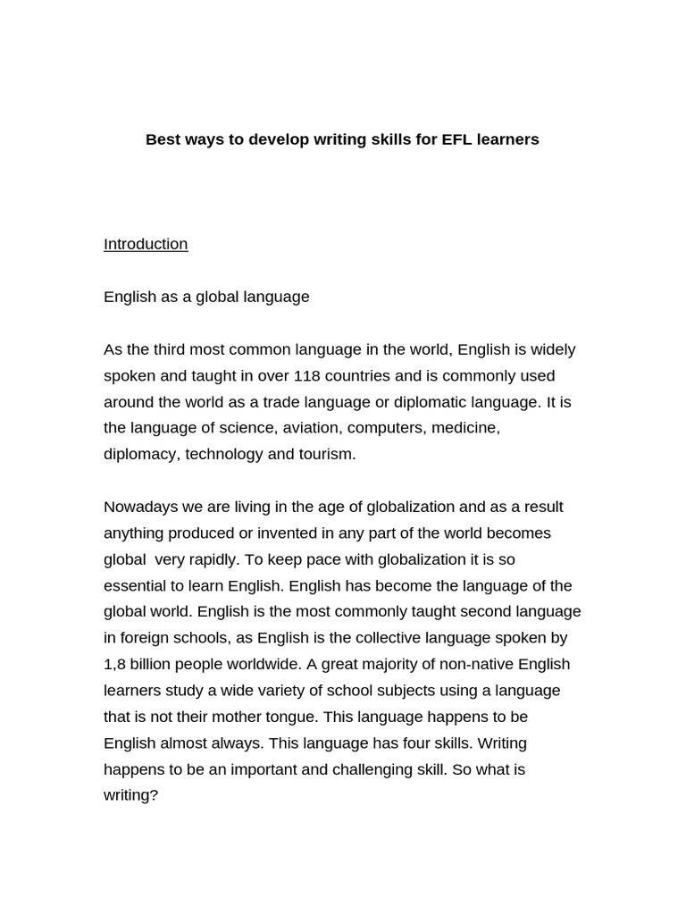 Enhancing Writing Skills for EFL Learners | PDF | English As A Second ...