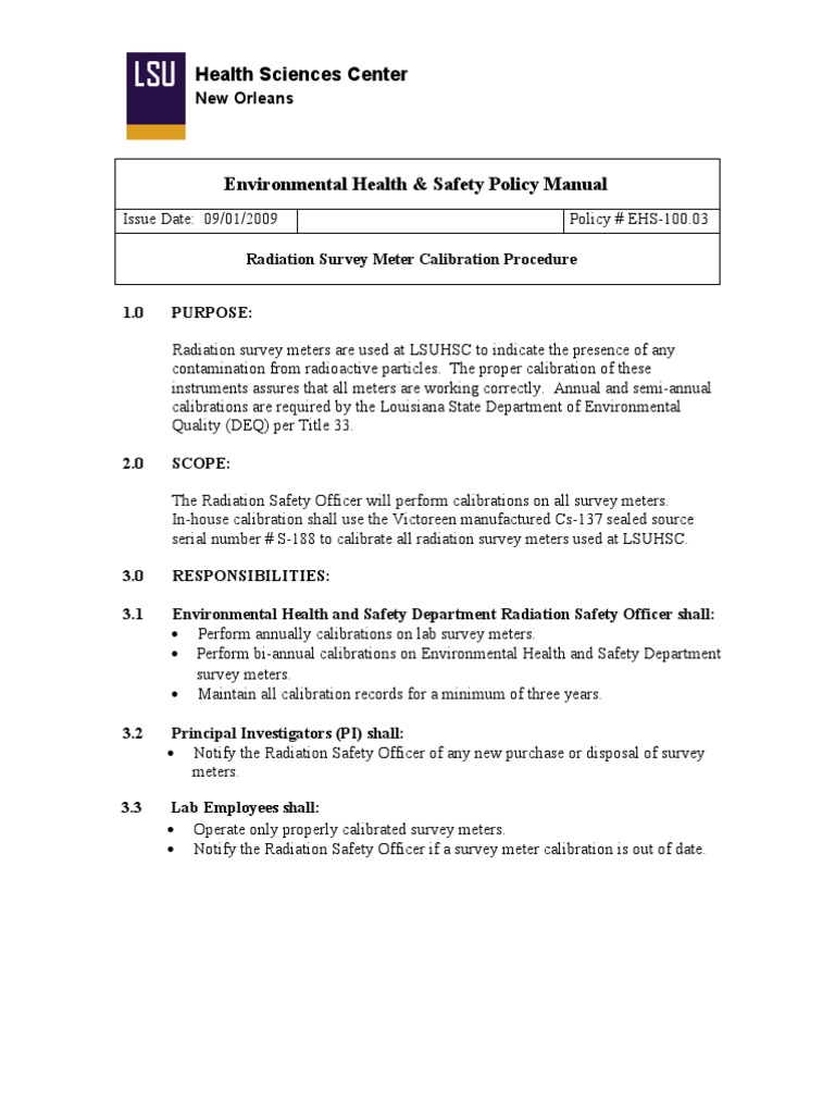 Radiation Survey Meter Calibration Guide | PDF | Calibration ...
