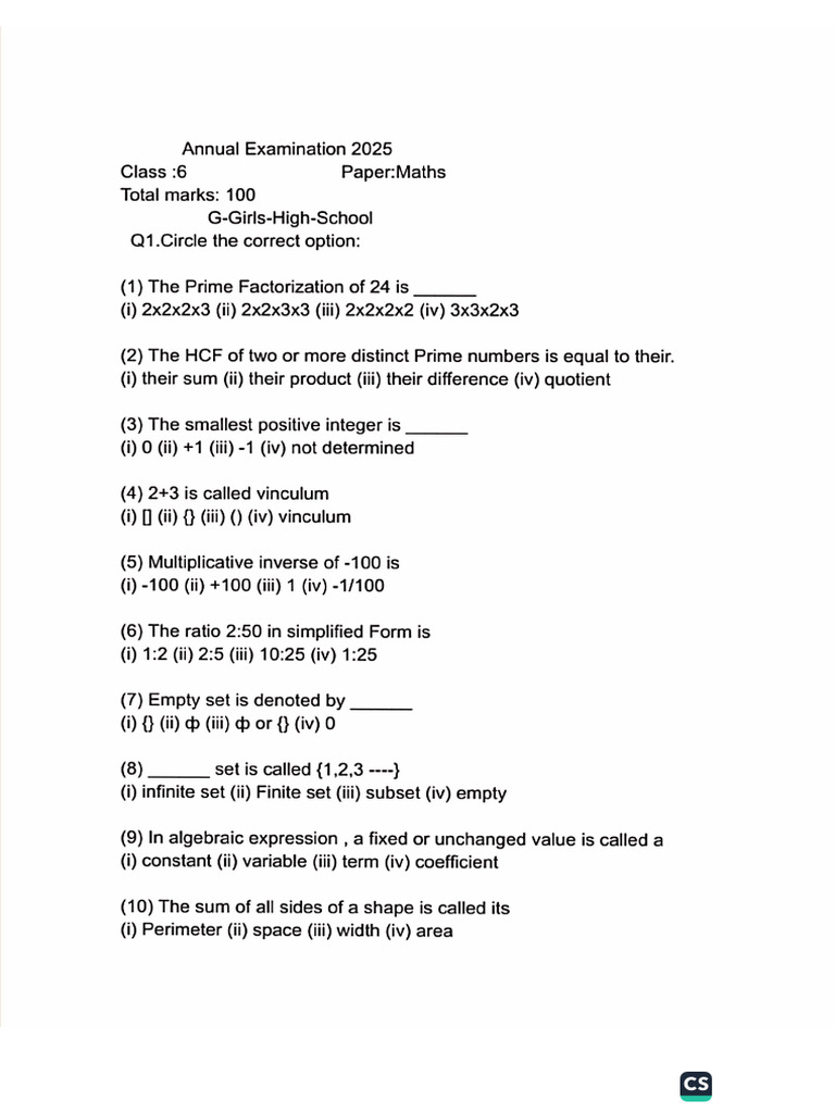 Class 6 Maths | PDF