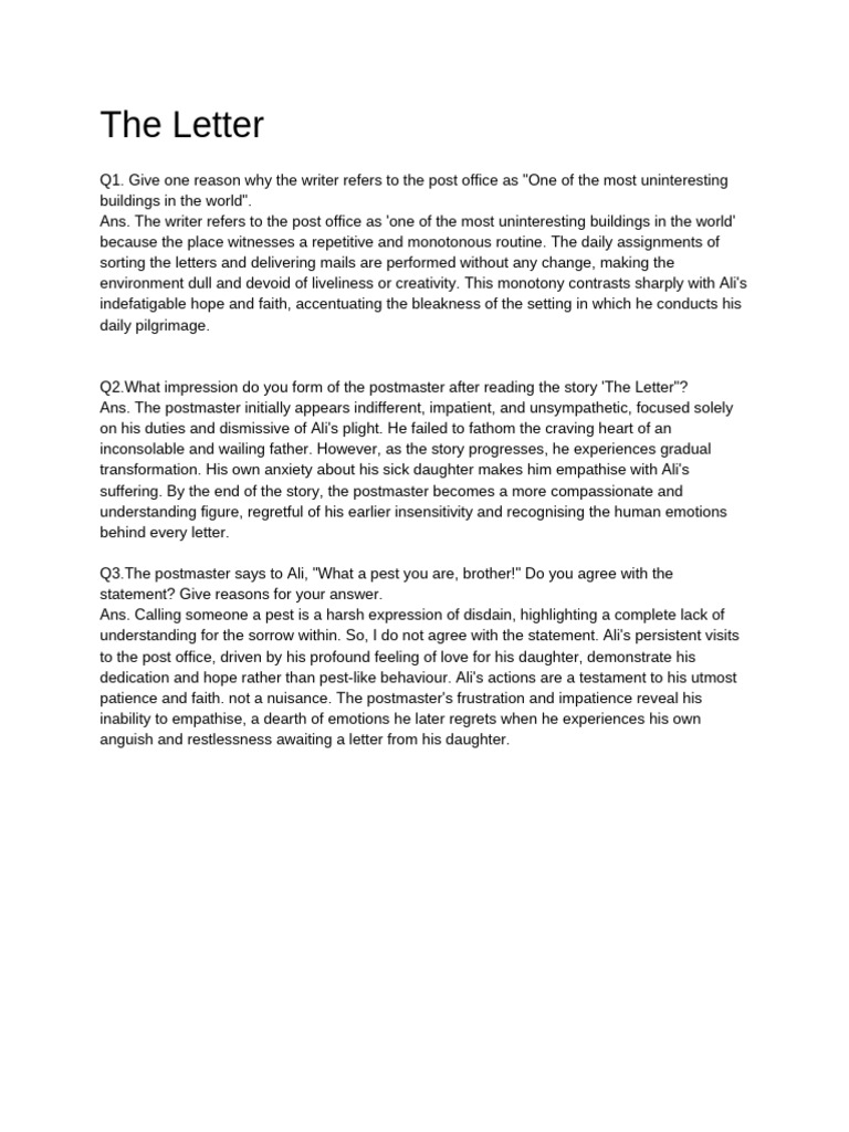 Understanding "The Letter": Post Office Insights | PDF