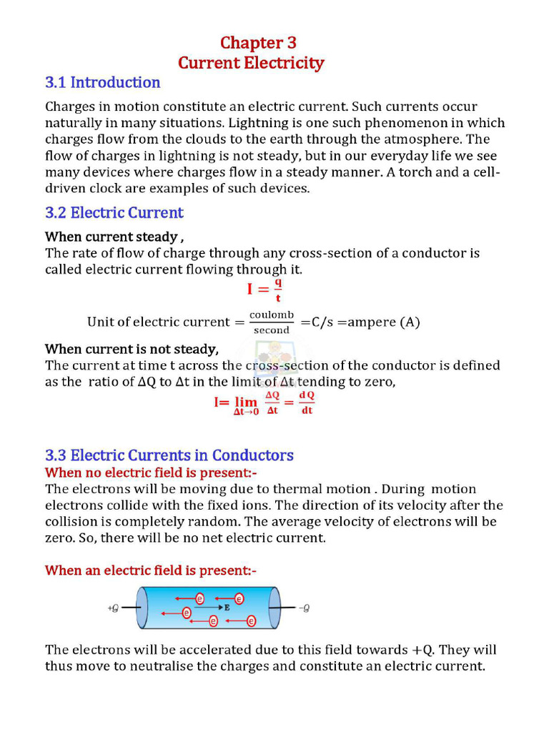 Current Electricity Ch-3 | PDF