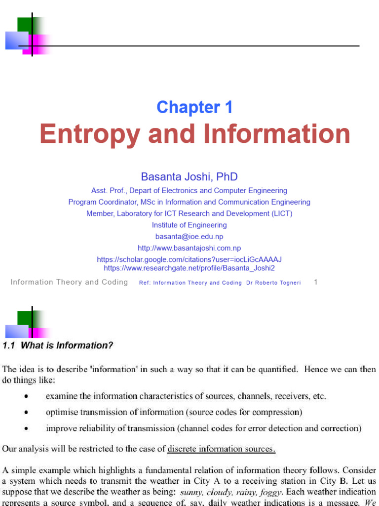 Understanding Entropy in Information Theory | PDF | Teaching ...