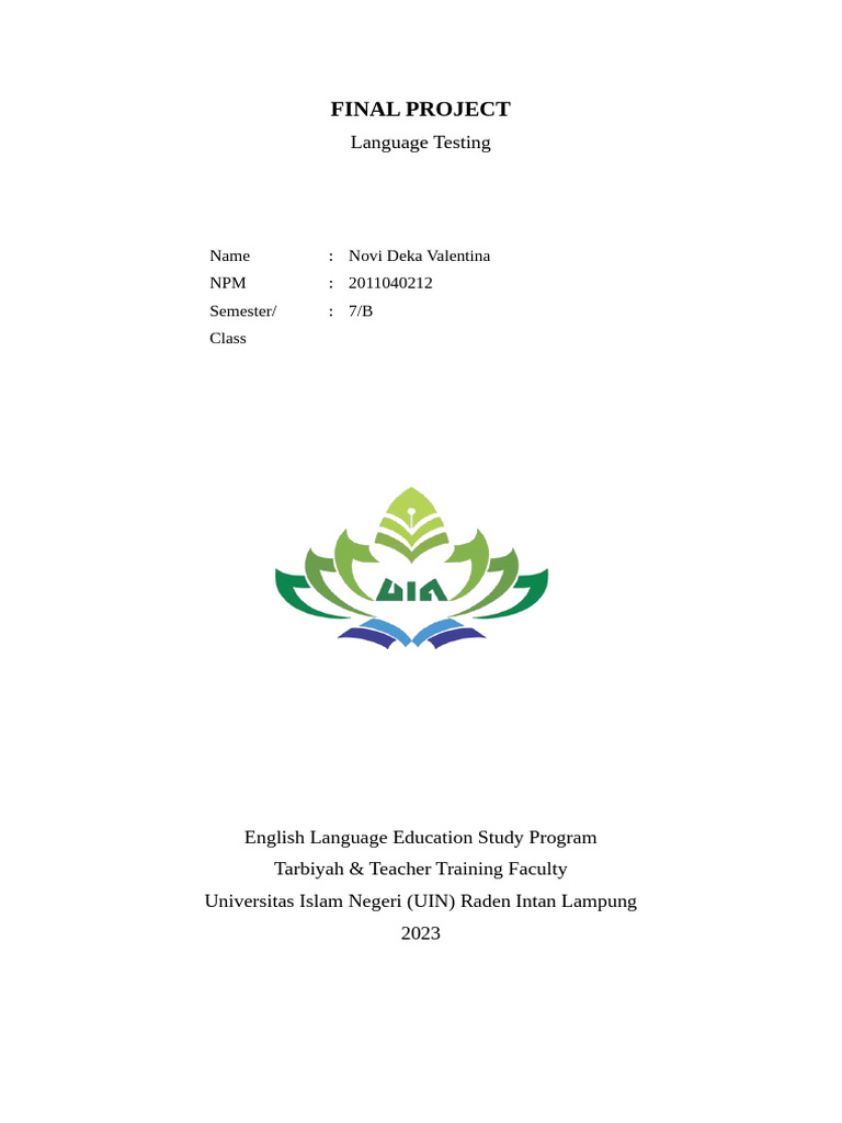 Language Testing Final Project Overview | PDF | Birth Control | Reading ...