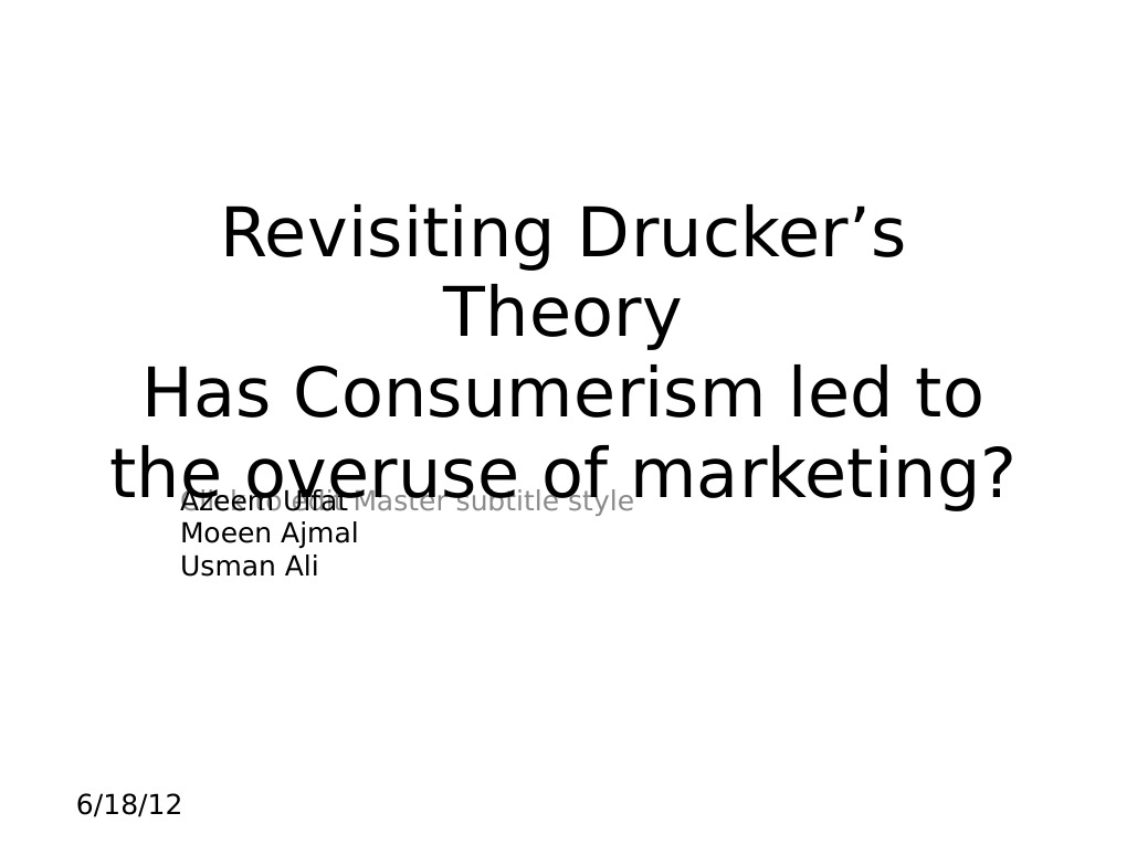 Revisiting Drucker's Theory | PDF | Consumerism | Well Being