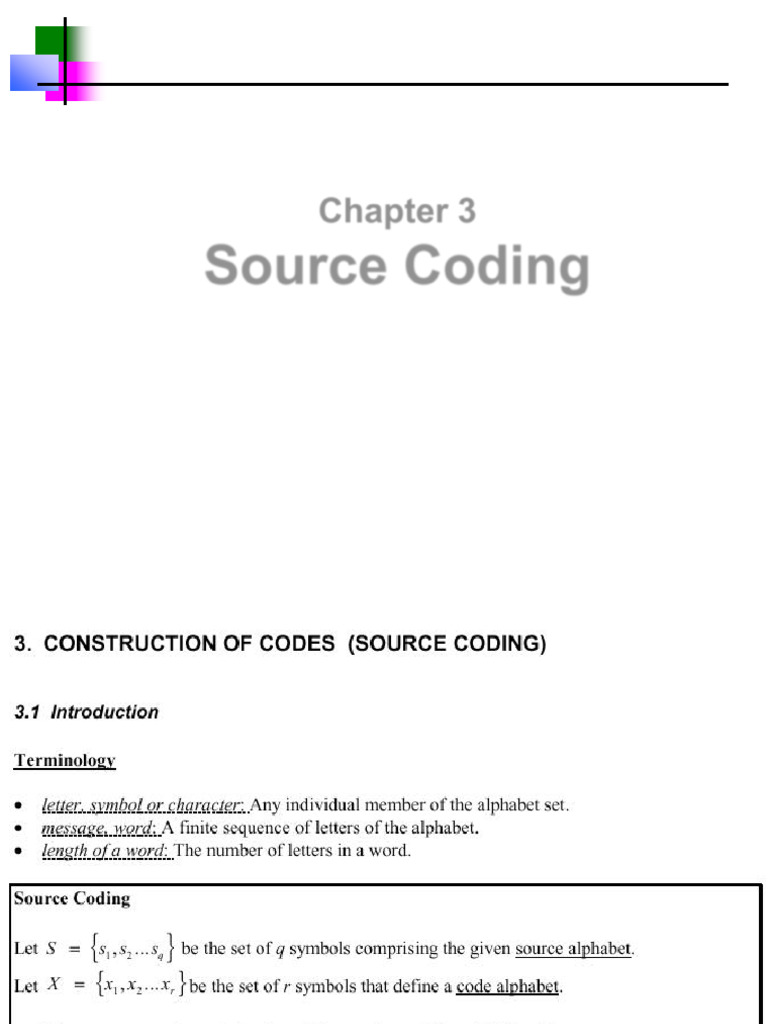 Chapter 3-Source Coding | PDF