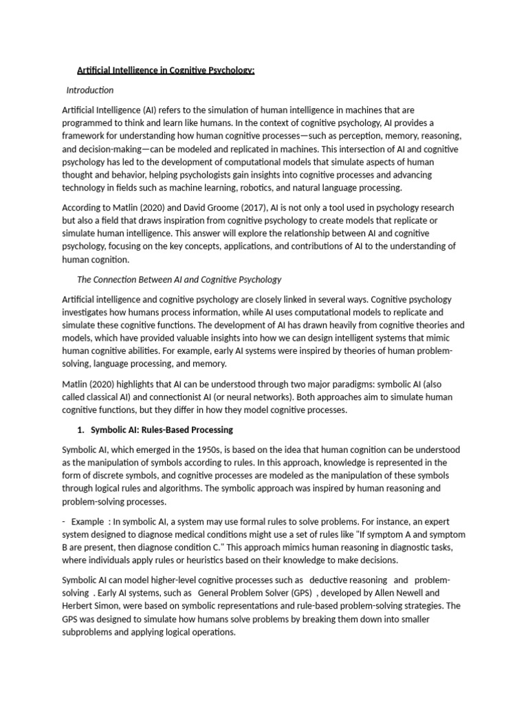 AI's Role in Cognitive Psychology Insights | PDF | Intelligence (AI ...