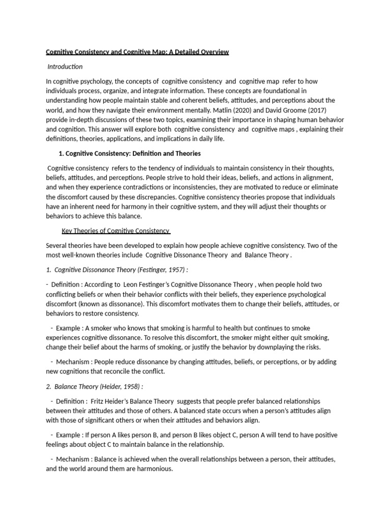 Cognitive Consistency & Maps Explained | PDF | Attitude (Psychology ...