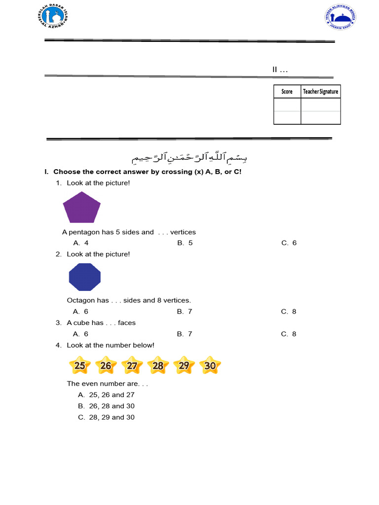 Worksheet for Final Test 1 Grade 2 Math | PDF