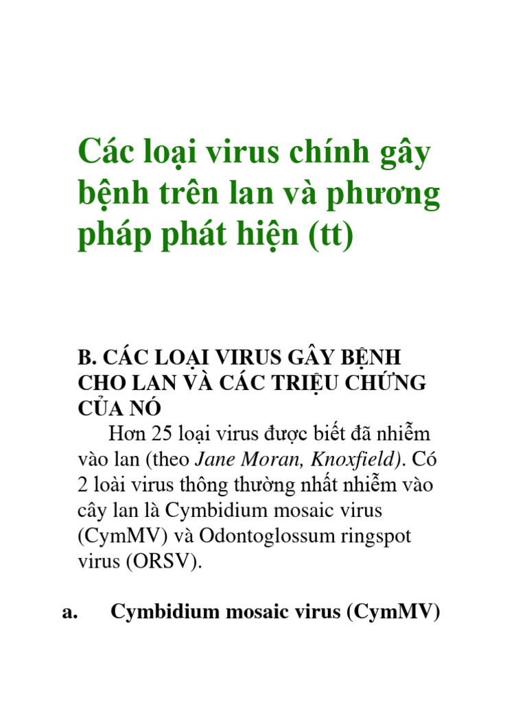 Các Loại Virus Chính Gây Bệnh Trên Lan Và Phương Pháp Phát Hiện (Tt) | PDF
