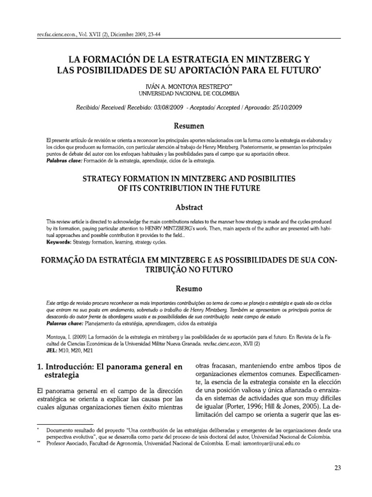 La formacion de la estrategia en mintzberg | PDF