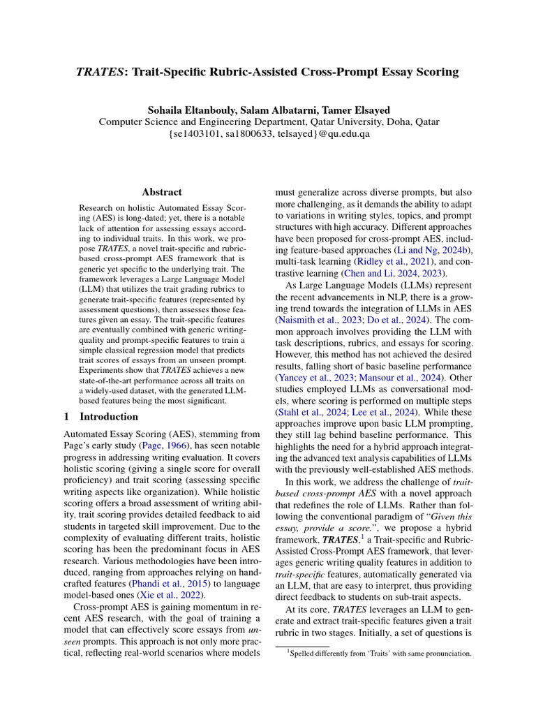 Trait-Specific Essay Scoring Framework | PDF | Learning | Machine Learning