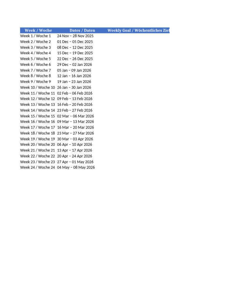 Weekly Goals and Tasks Schedule 2025-2026 | PDF
