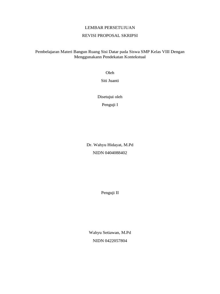 LEMBAR PERSETUJUAN Proposal Skripsi | PDF