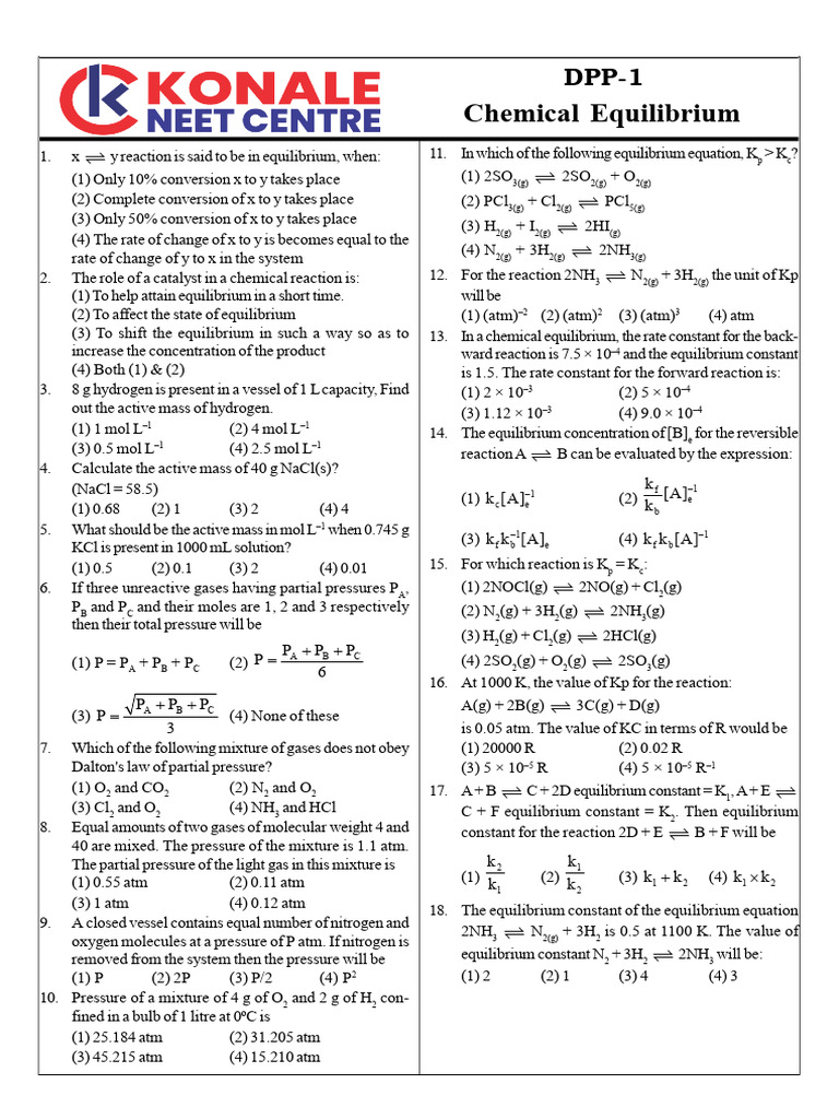 Understanding Chemical Equilibrium Concepts | PDF | Chemical ...