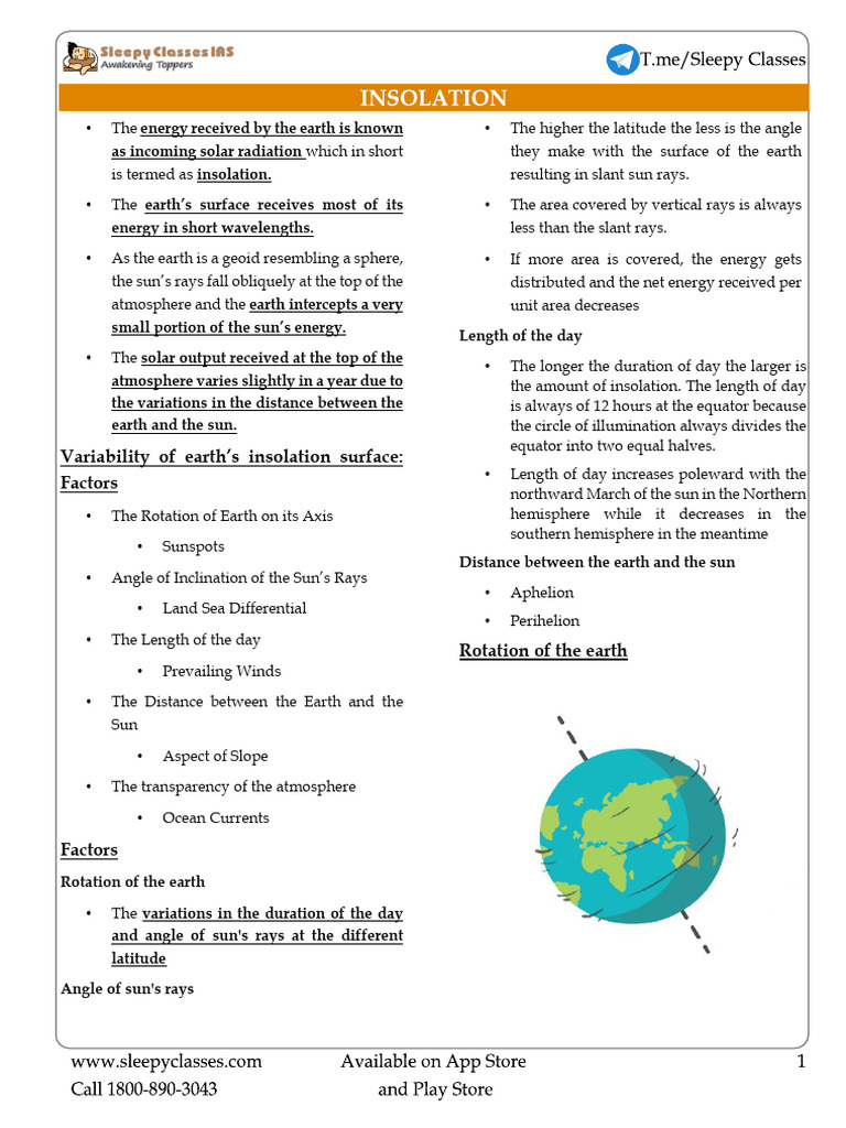 Factors Influencing Earth's Insolation | PDF | Atmosphere Of Earth ...