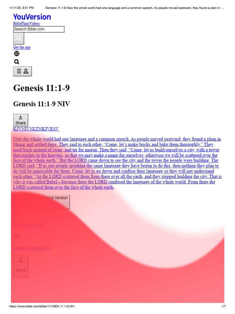 Genesis 11-1-9 Now the Whole World Had One Language and a Common Speech ...
