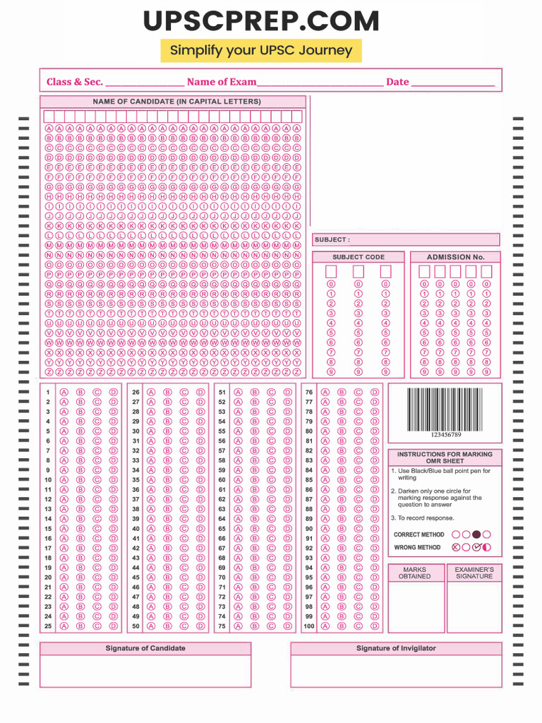 Prelims OMR Sheet | PDF