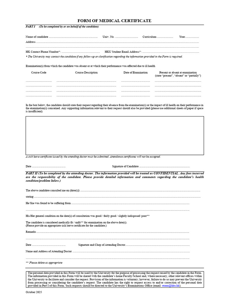 Med Cert Form | PDF