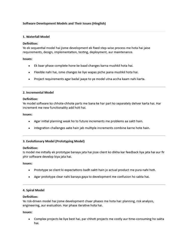 Software Development Models Overview | PDF | Software Development ...