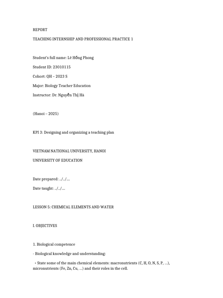 Teaching Internship Report | PDF