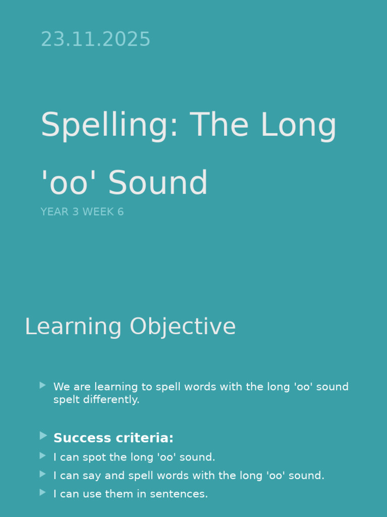 Spelling Lesson - Long 'Oo' Sound | PDF