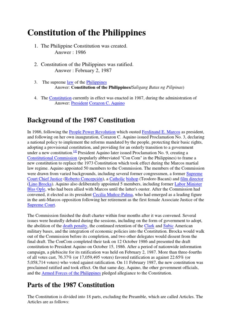 The 1987 Philippine Constitution | PDF