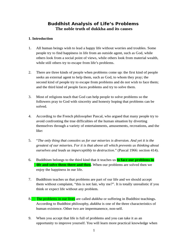 06buddhist Analysis of Lifes Problems R | PDF | Four Noble Truths ...