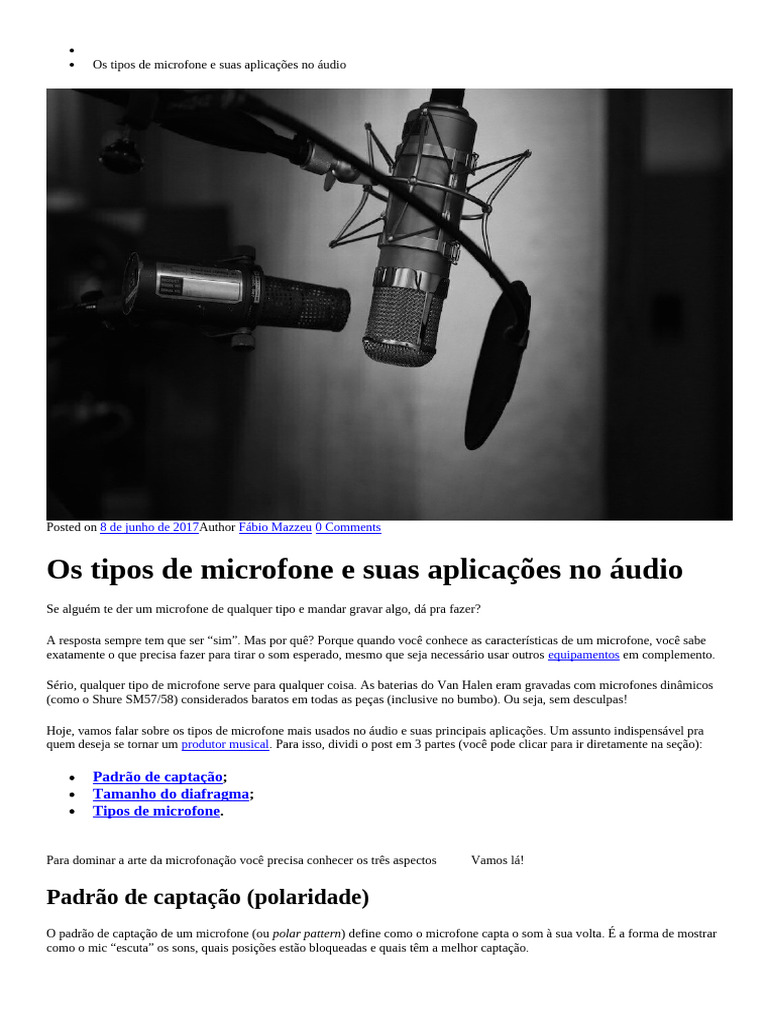 Tipos de Microfone e Suas Aplicações | PDF | Capacitor | Som