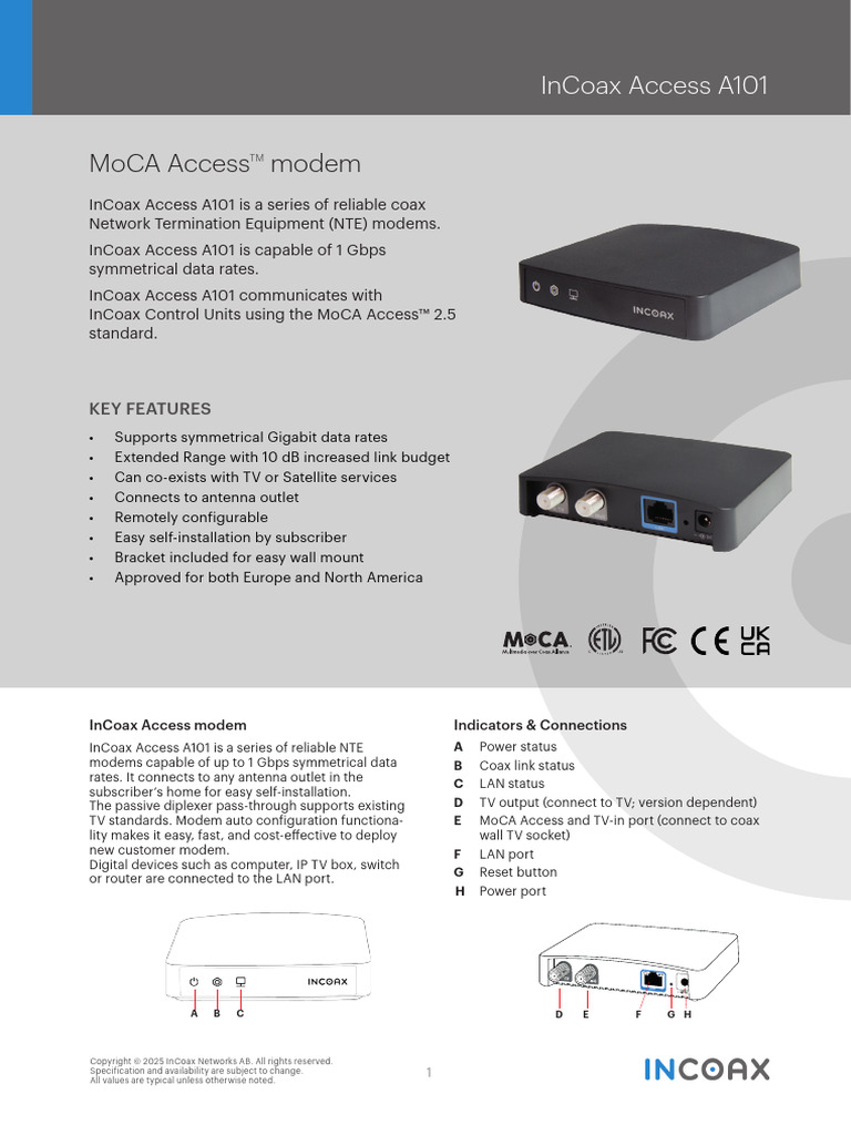 InCoax Access A101 20250530 PICS | PDF | Local Area Network | Modem
